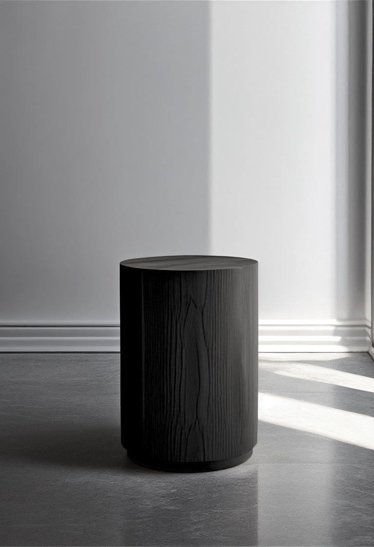 Round Side Table Made of Black Tinted Wood Veneer by Nono Furniture For ...