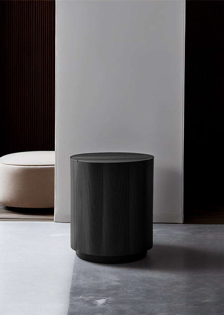Round Side Table Made of Black Tinted Wood Veneer by Nono Furniture For ...