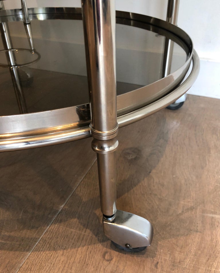 Round Silver Plated Metal Drinks Trolley For Sale at 1stDibs
