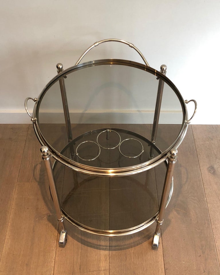 Round Silver Plated Metal Drinks Trolley For Sale at 1stDibs