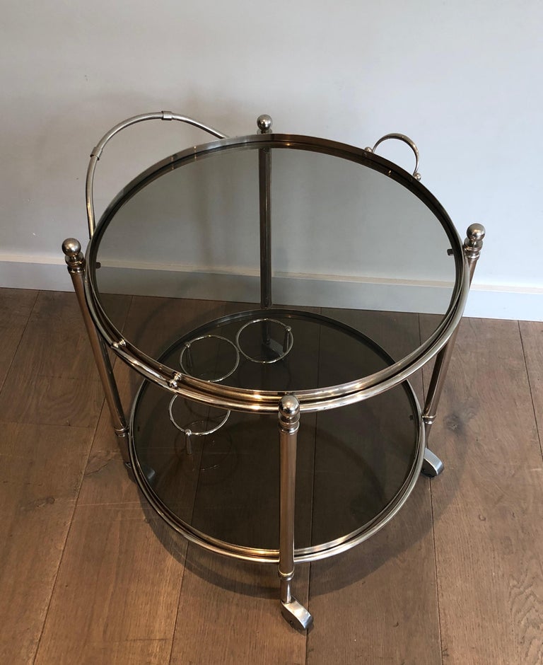 Round Silver Plated Metal Drinks Trolley For Sale at 1stDibs