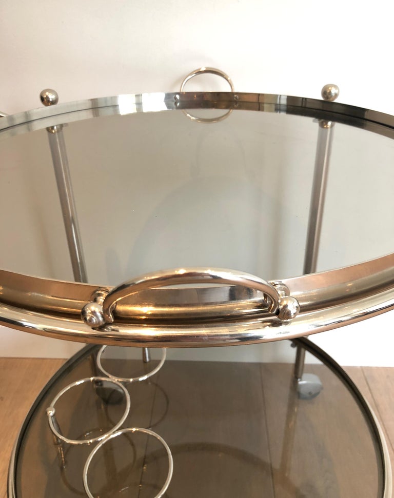 Round Silver Plated Metal Drinks Trolley For Sale at 1stDibs
