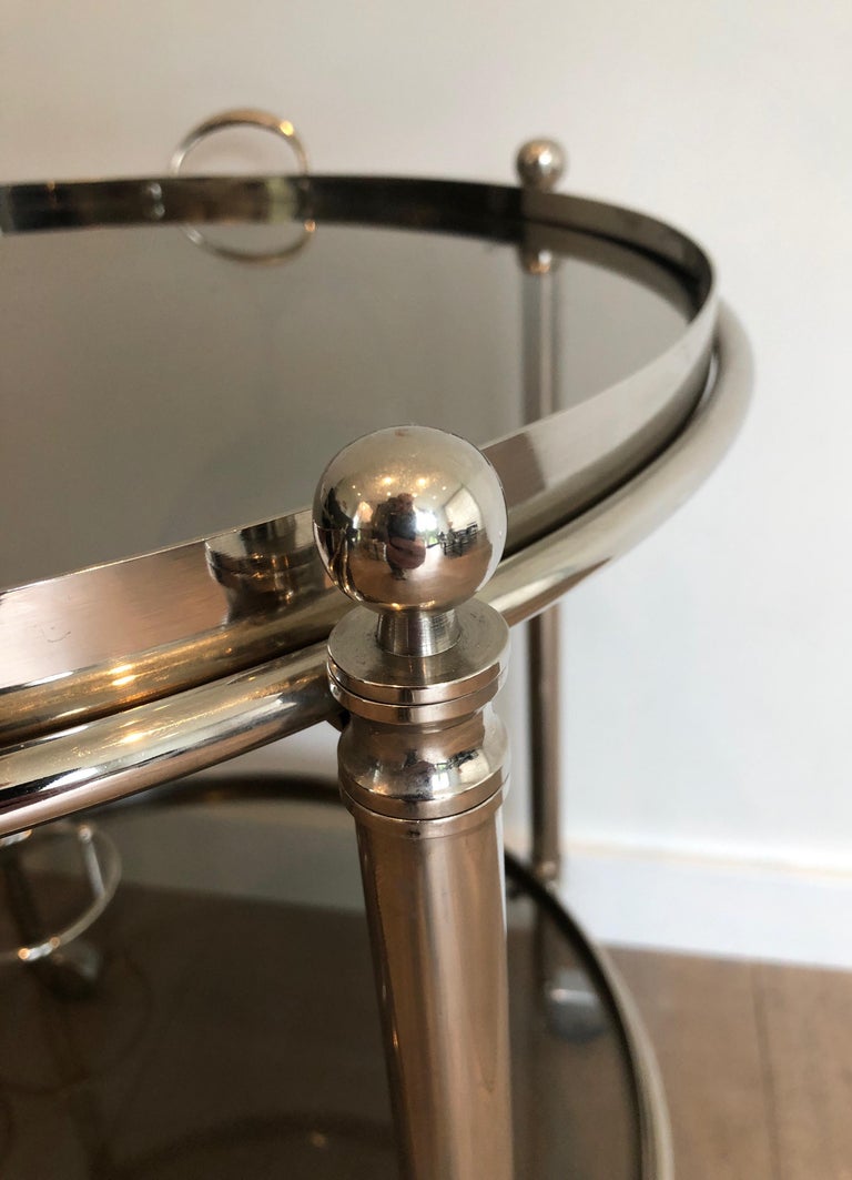 Round Silver Plated Metal Drinks Trolley For Sale at 1stDibs