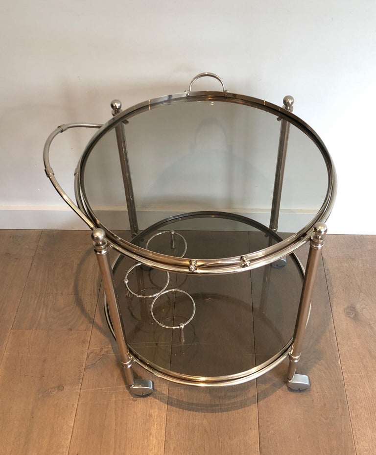 Round Silver Plated Metal Drinks Trolley For Sale at 1stDibs