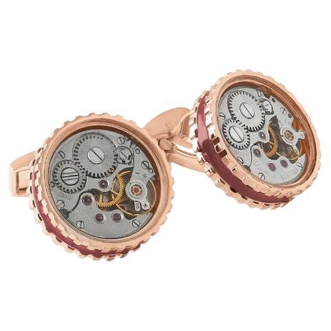 Rose Gold Plated Stainless Steel Vintage Gear Watch Cufflinks, Limited ...