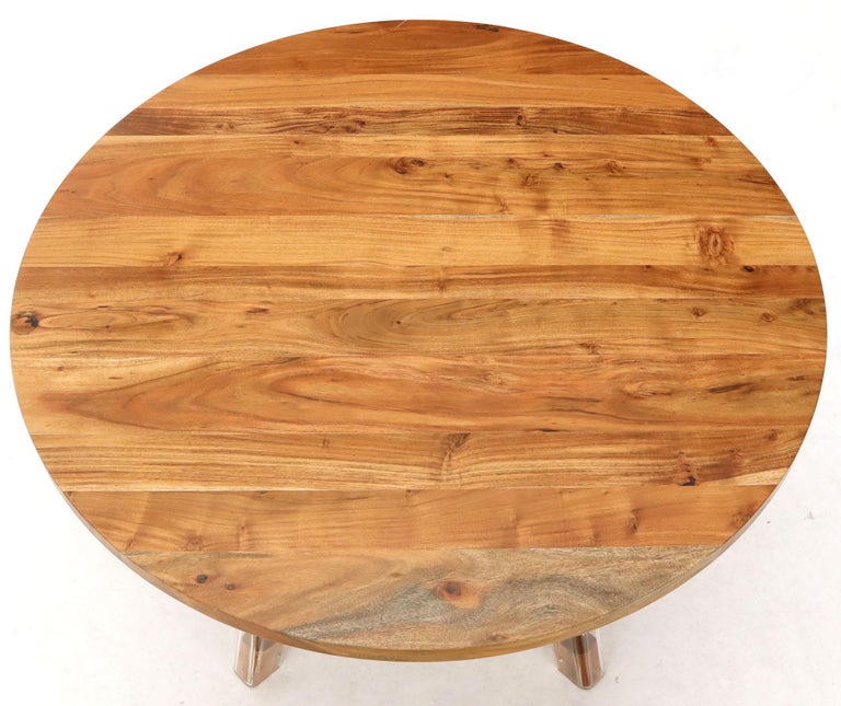 Round Solid Thick Oiled Teak Top Lucite Legs Dining Table For Sale at ...