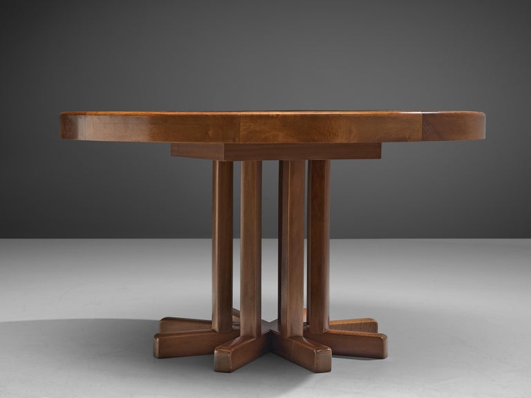 Round Solid Elm Dining Table with Slate Inlay For Sale at 1stDibs