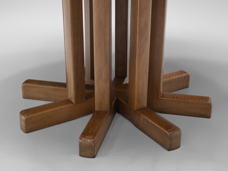 Round Solid Elm Dining Table with Slate Inlay For Sale at 1stDibs