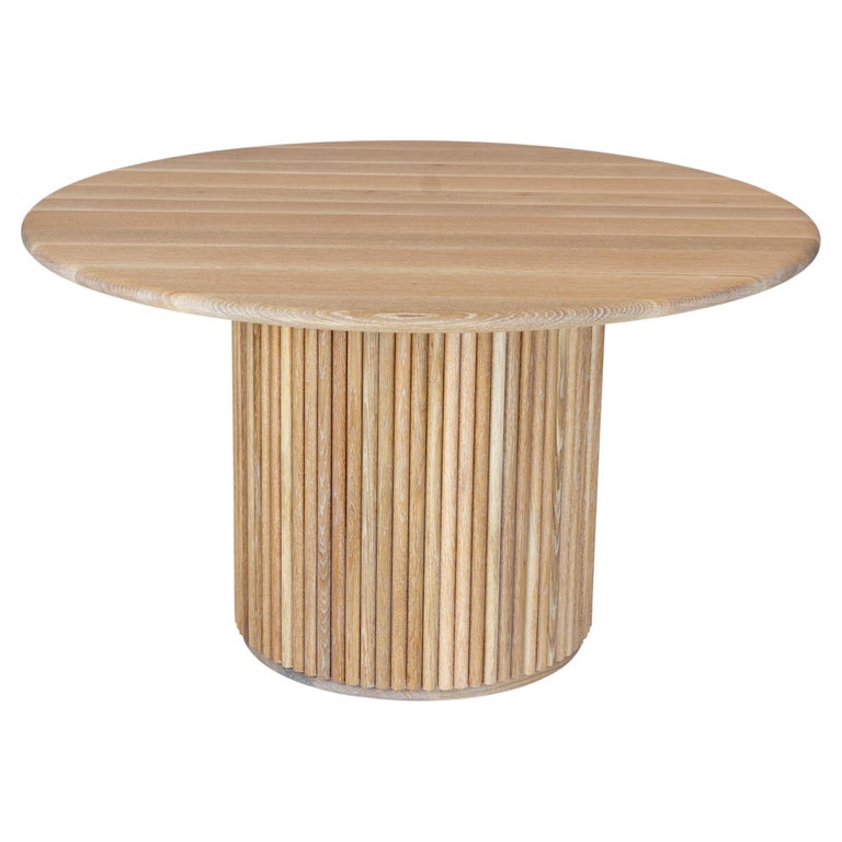 Round Solid Rift Cut White Oak Tambour Table For Sale at 1stDibs