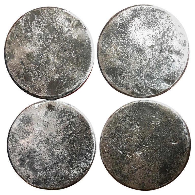Round Steel Coaster with Hammered and Forged Surface For Sale at 1stDibs
