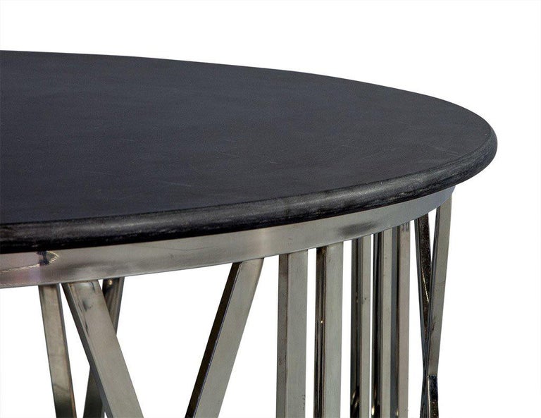 Round Stone Top Cocktail Table at 1stDibs