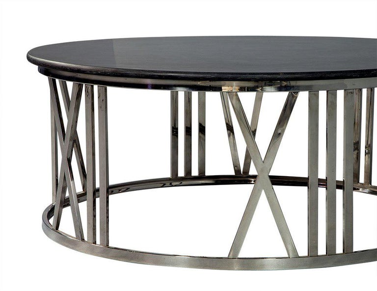 Round Stone Top Cocktail Table at 1stDibs