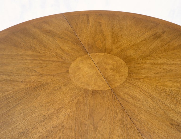 Round Sunburst Pattern Mid-Century Modern Dining Table with Two Leaves ...