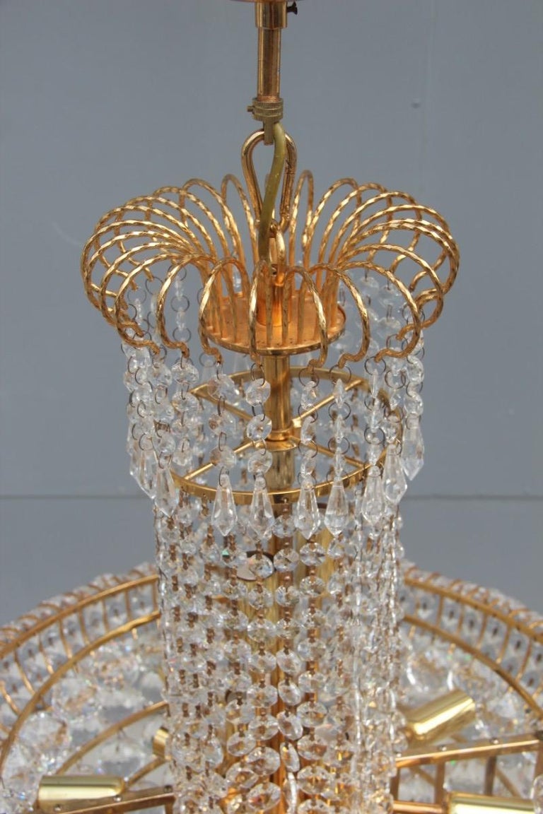 Round Swarovski Chandelier 1970 Gold-Plated Crystal Italian Design ...