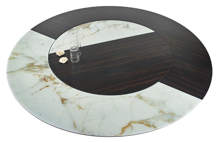 Round Table Metal Frame Legs Glossy or Satin Ebony or Oak Customizable ...