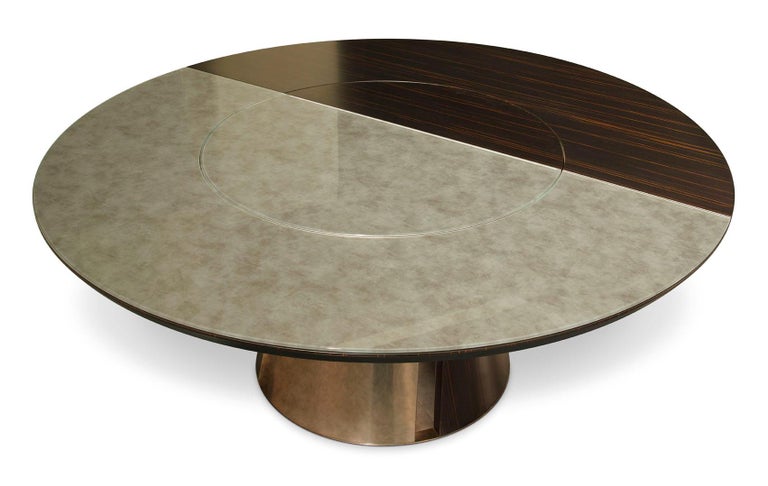 Round Table Metal Frame Legs Glossy or Satin Ebony or Oak Customizable ...