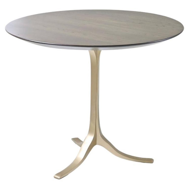 Round Table, Reclaimed Hardwood and Sand Cast Brass Base For Sale at ...