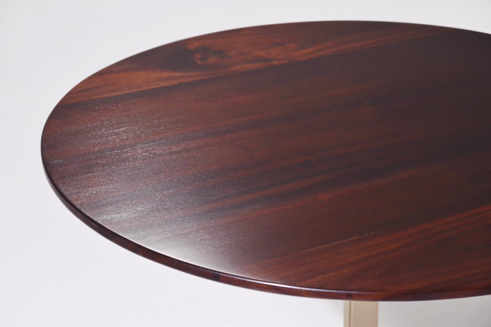 Round Table, Reclaimed Hardwood, Sand Cast Brass Base by P. Tendercool ...