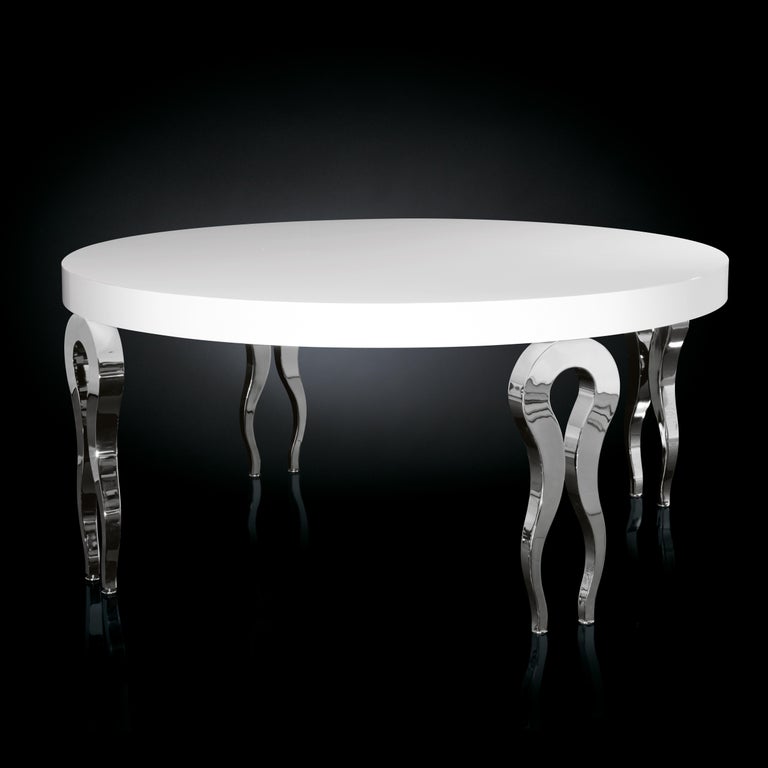 Round Table Silhouette, Wood and Steel, Italy For Sale at 1stDibs