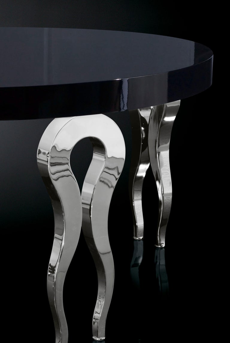 Round Table Silhouette, Wood and Steel, Italy For Sale at 1stDibs