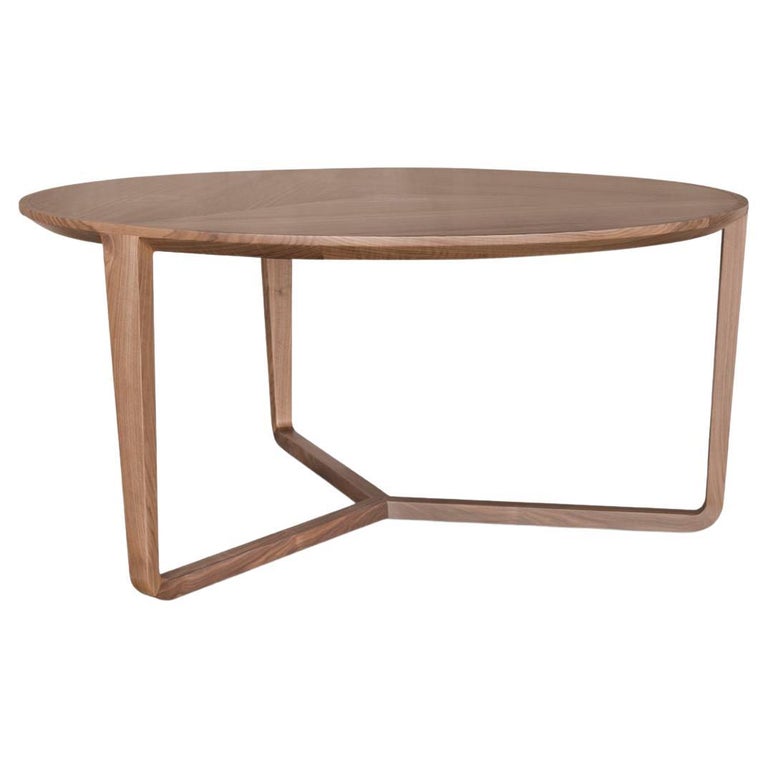 Round Table with Frame and Top in Solid Wood Canaletto Walnut Diameter ...
