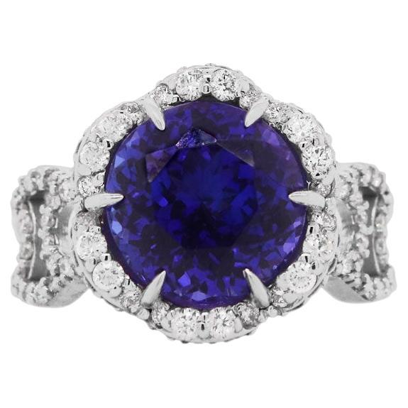 M. Christoff Tanzanite Ring w/ Pavé Diamond Halo and Shoulders at ...