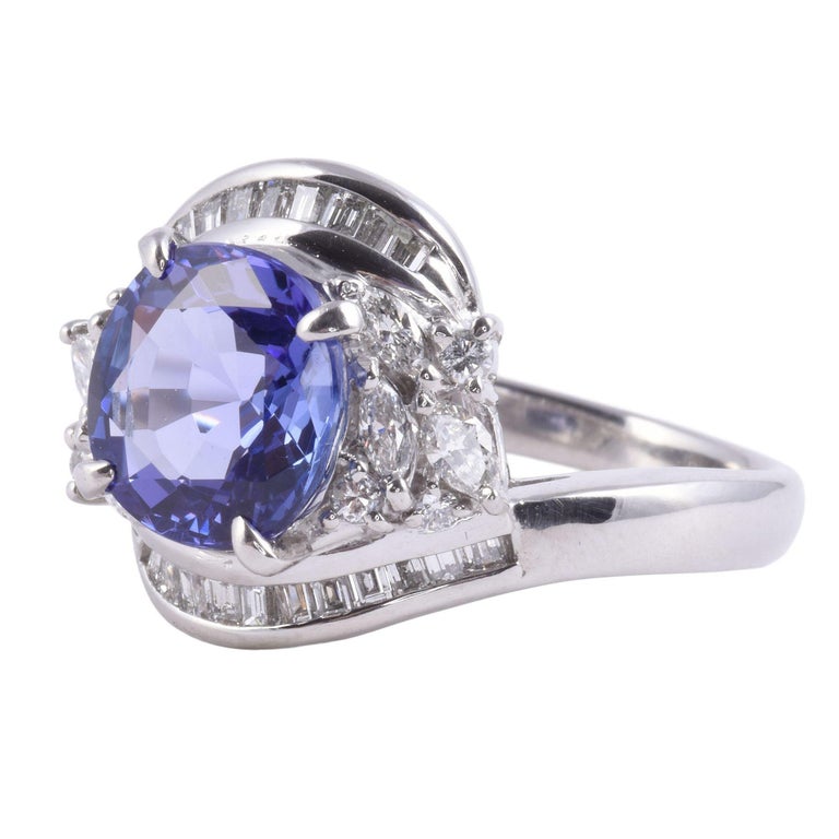 Round Tanzanite Platinum Ring For Sale at 1stDibs