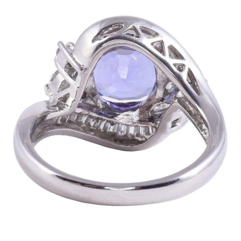 Round Tanzanite Platinum Ring For Sale at 1stDibs