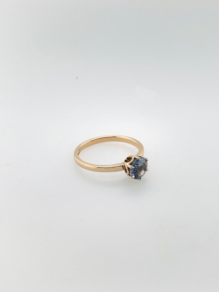 Round Tanzanite Solitaire Ring in 18ct Rose and White Gold For Sale at ...