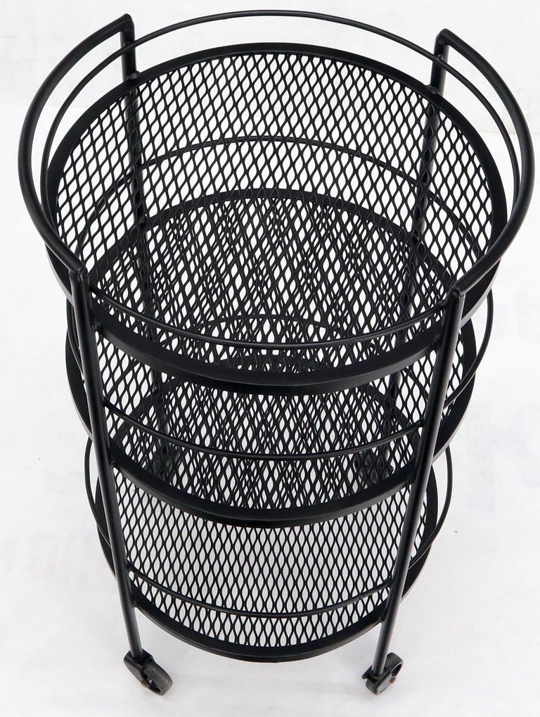 Round Three Tier Perforated and Wrought Iron Metal Serving Cart Tray ...