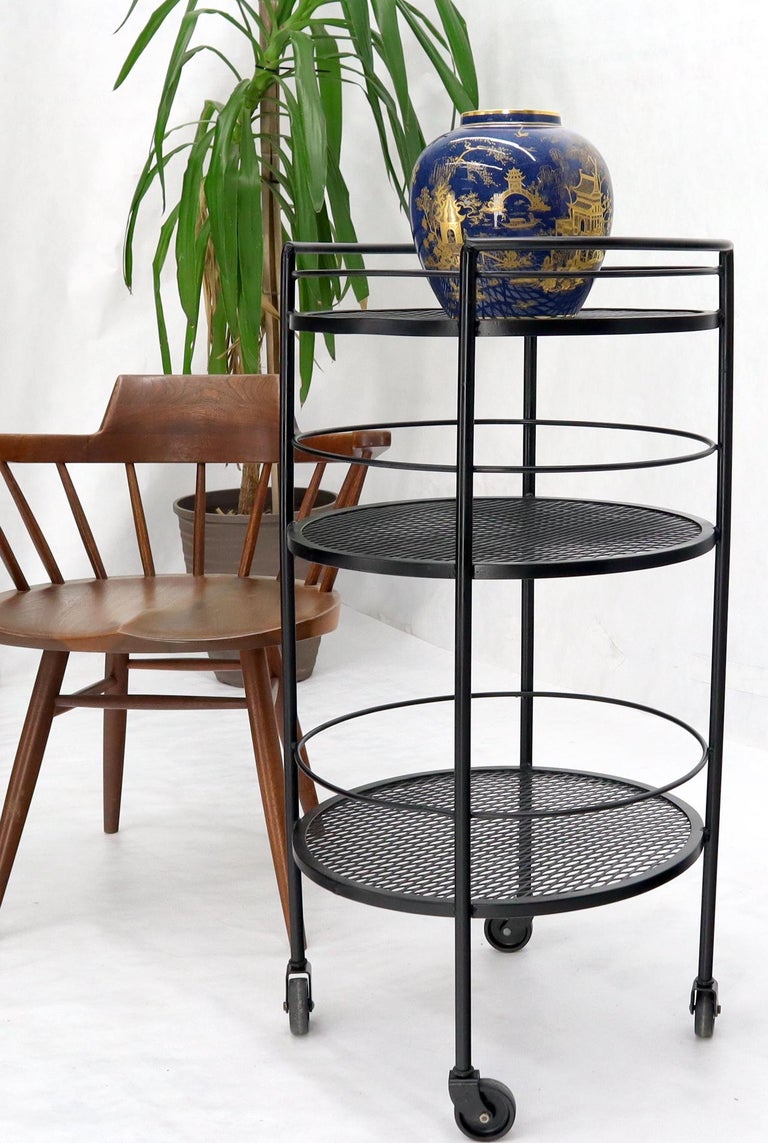 Round Three Tier Perforated and Wrought Iron Metal Serving Cart Tray ...