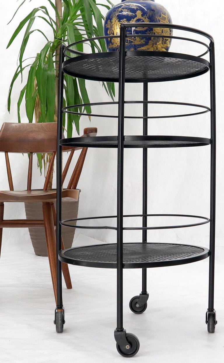 Round Three Tier Perforated and Wrought Iron Metal Serving Cart Tray ...