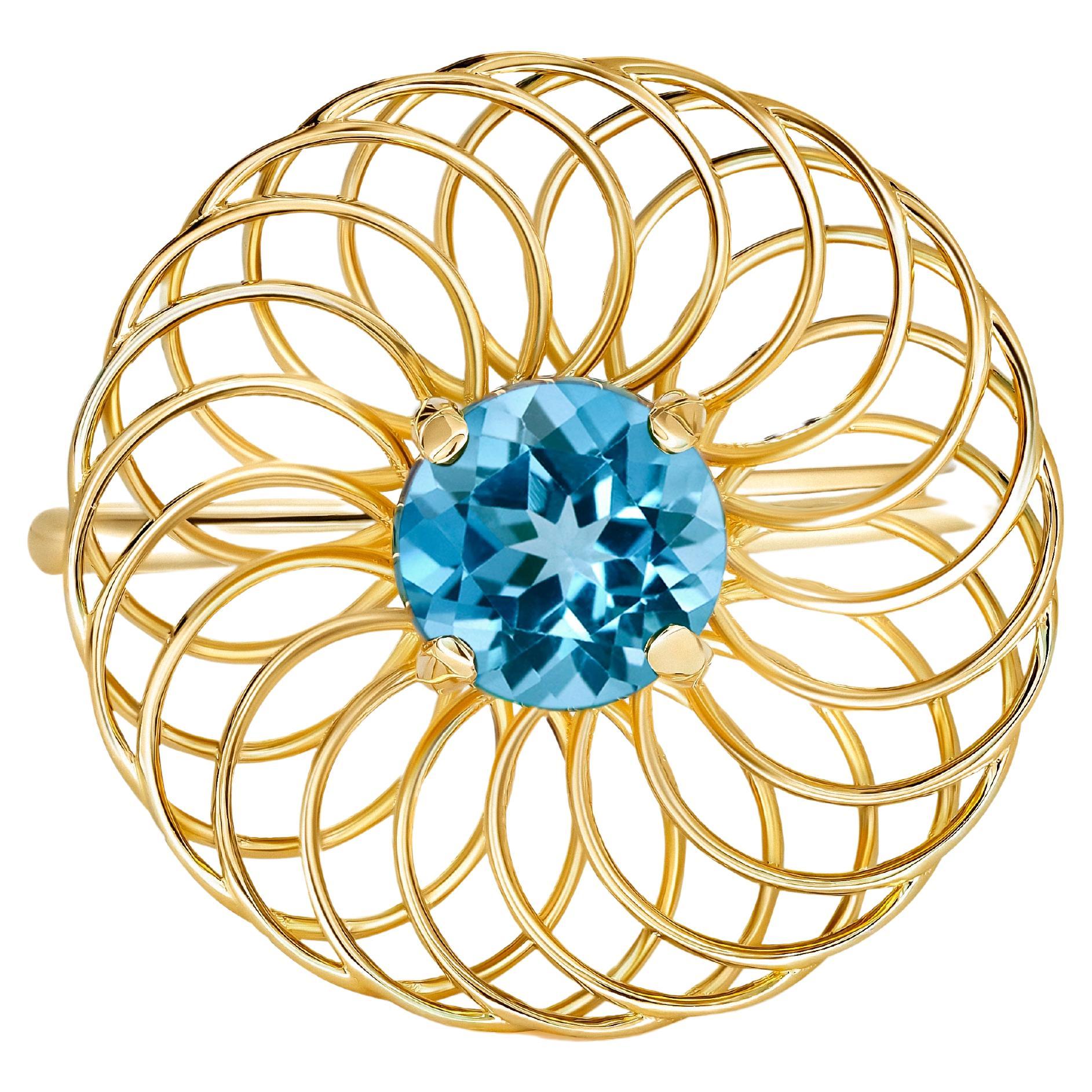 Round topaz 14k gold ring. For Sale at 1stDibs