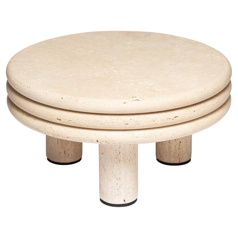 Round Travertine Coffee Table, Scala by Stephane Parmentier for ...