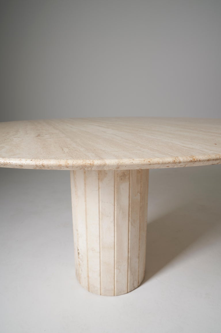 Round Travertine Dining Table For Sale at 1stDibs