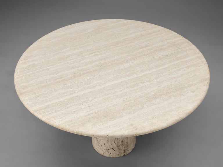 Round Travertine Dining Table For Sale at 1stDibs