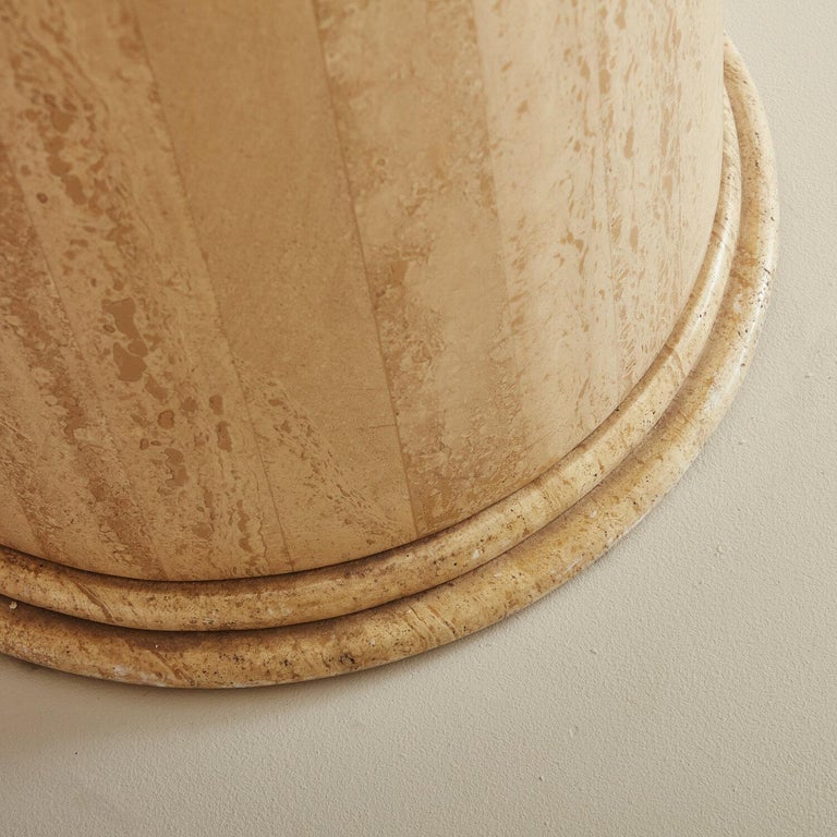 Round Travertine Dining Table with Banded Base at 1stDibs