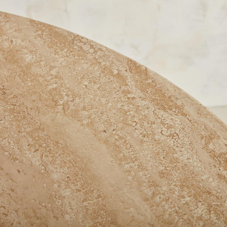 Round Travertine Dining Table with Banded Base at 1stDibs
