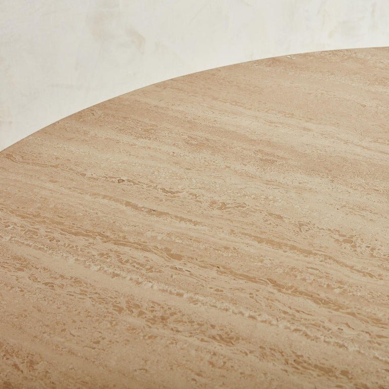 Round Travertine Dining Table with Banded Base at 1stDibs