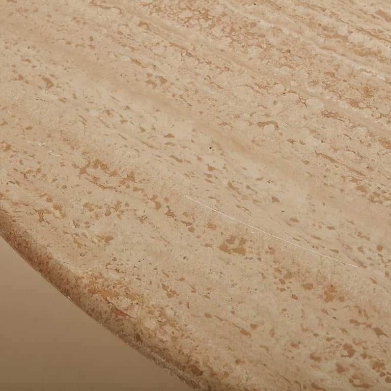 Round Travertine Dining Table with Banded Base at 1stDibs