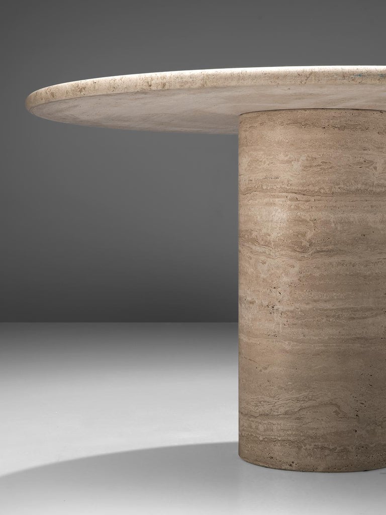 Round Travertine Pedestal Table at 1stDibs