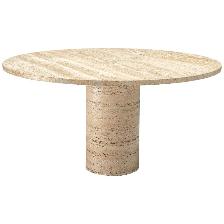 Round Travertine Pedestal Table For Sale at 1stDibs