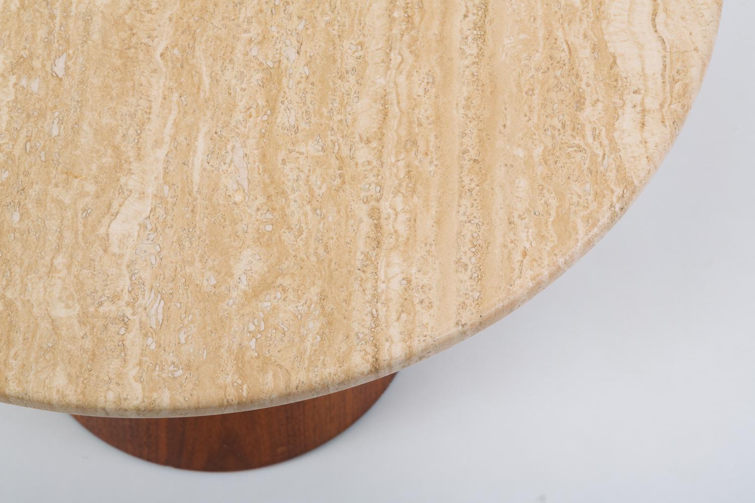 Round Travertine Table by Frank Rohloff for Brown Saltman at 1stDibs