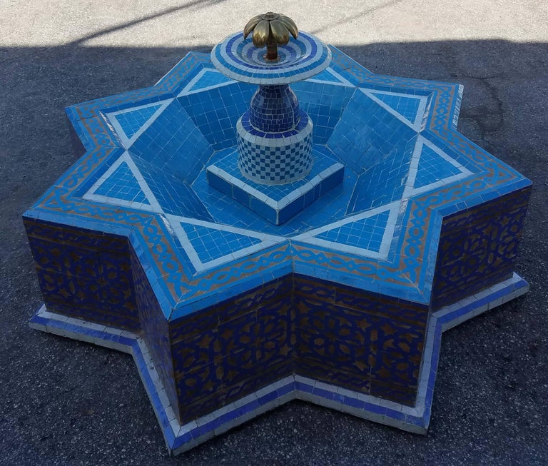 Round Turquoise Moroccan Mosaic Fountain, Marrakech For Sale at 1stDibs