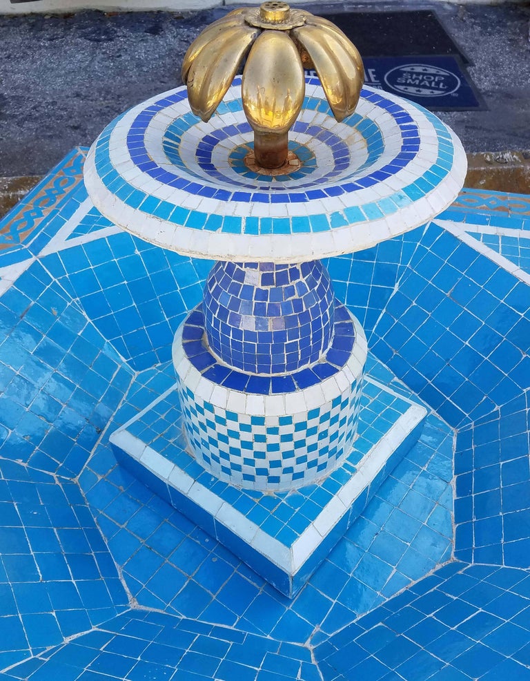 Round Turquoise Moroccan Mosaic Fountain, Marrakech For Sale at 1stDibs