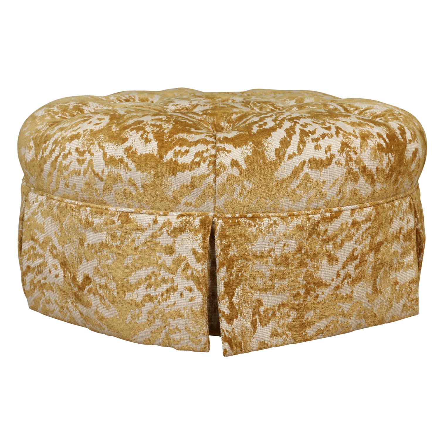 Round Upholstered Ottoman at 1stDibs