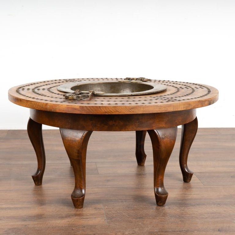 Round Vintage Coffee Table Smoking Table With Removable Metal Tray or ...