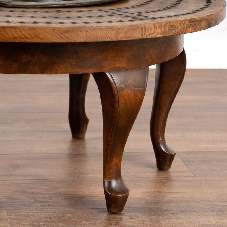 Round Vintage Coffee Table Smoking Table With Removable Metal Tray or ...