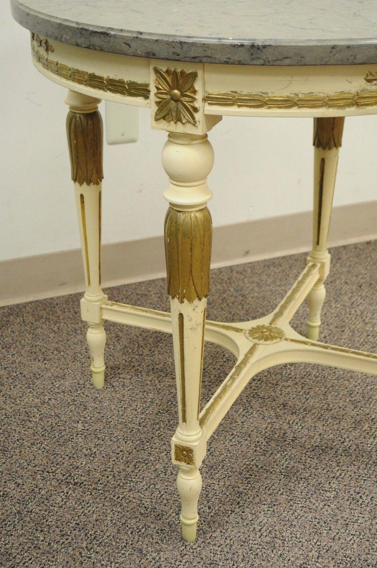 Round Vintage French Louis XVI Marble Granite Top Bouillotte Lamp Side ...