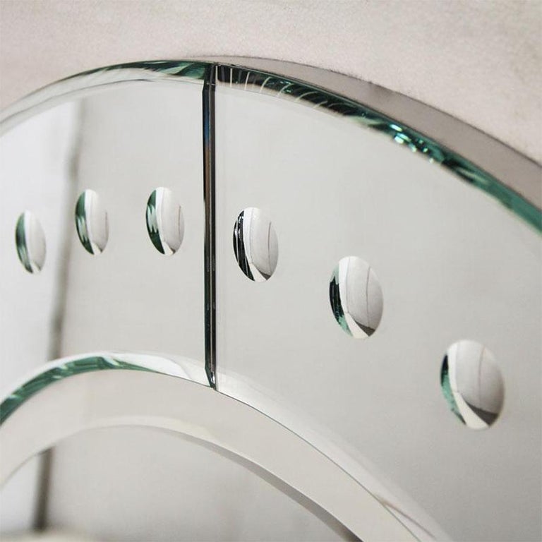 Round Vintage Glass Mirror For Sale at 1stDibs